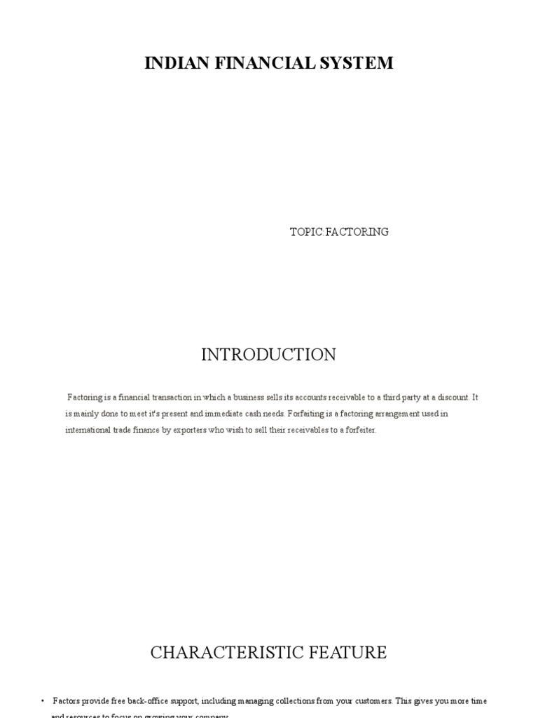 Indian Financial System | PDF | Factoring (Finance) | Financial Economics