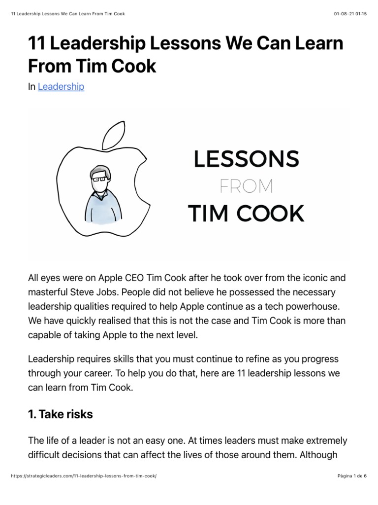 11 Leadership Lessons We Can Learn From Tim Cook | PDF | Leadership | Apple Inc.