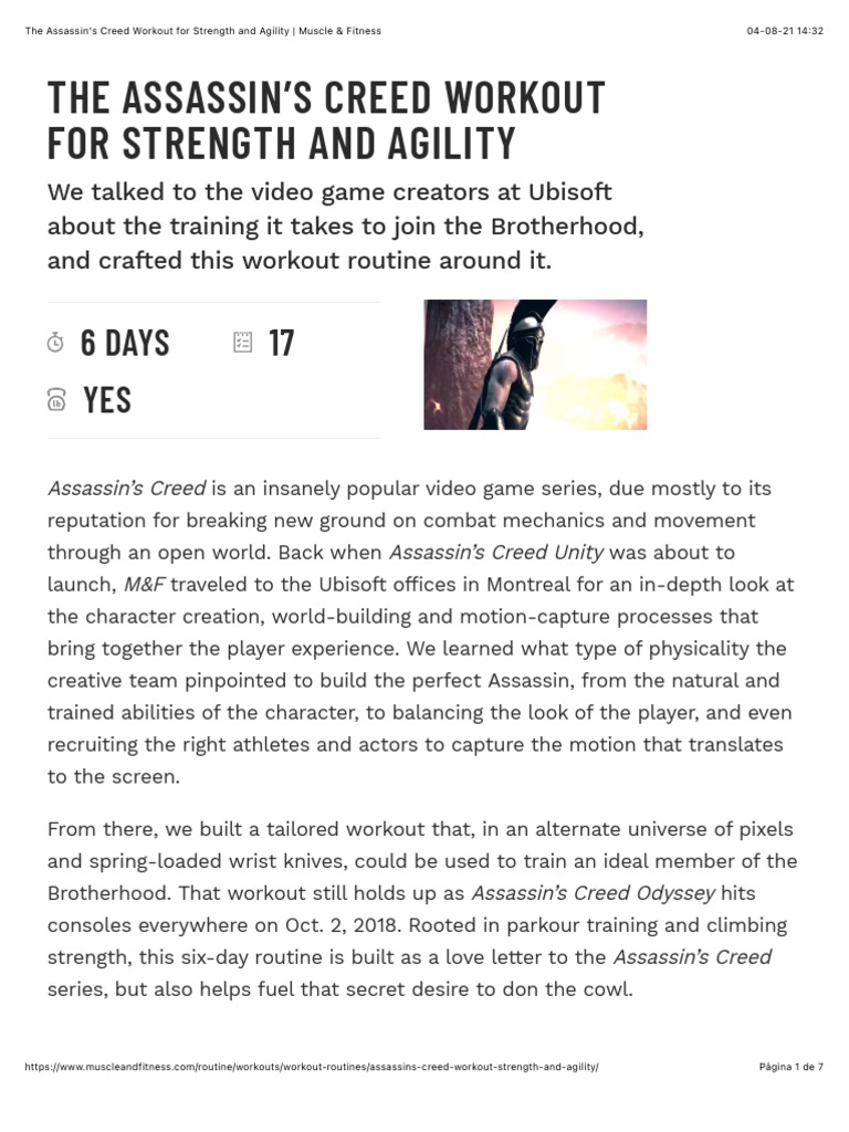 Assassin's Creed Fitness Plan | PDF | Physical Fitness | Physical Exercise