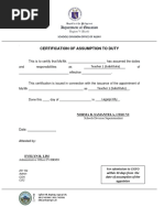 Certification of Assumption to Duty Form | PDF