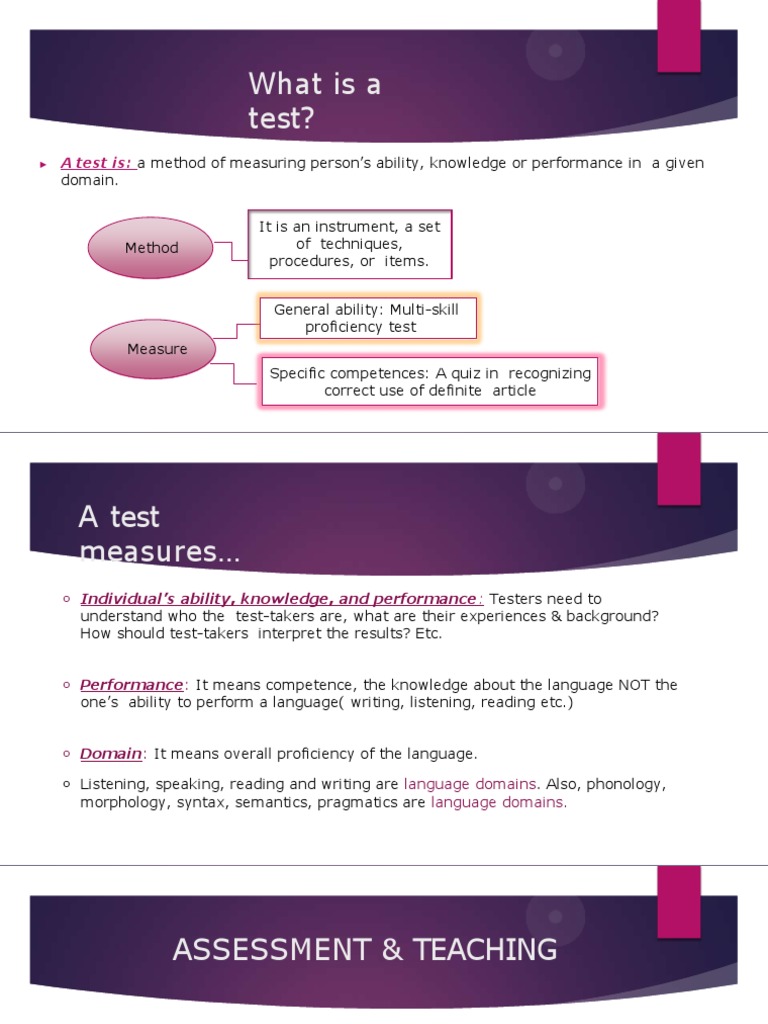 Week 1-2 Ch. 1. PPT Language Testing | PDF | Educational Assessment ...