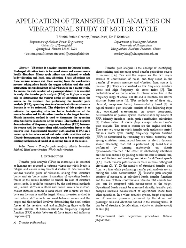 Application of Transfer Path Analysis On Vibrational Study of Motor ...