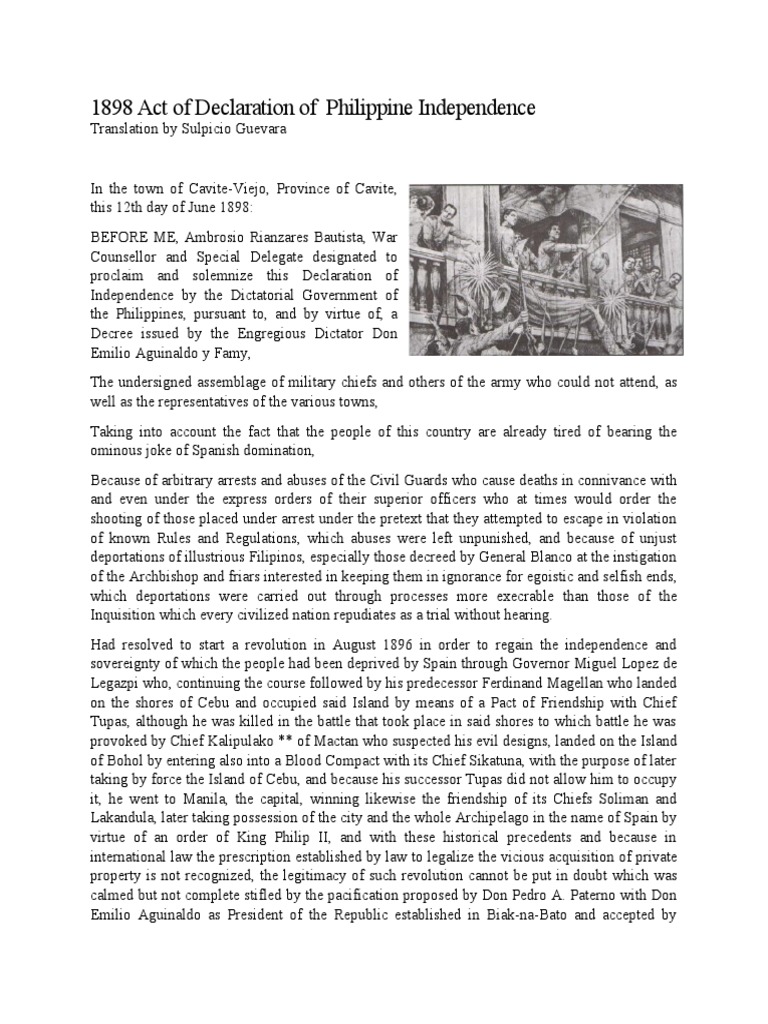 Philippine Independence Declaration 1898 | PDF | Philippines
