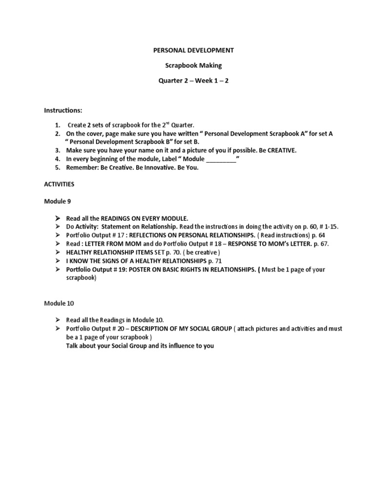 Personal Development q2 w1-2 | PDF | Social Science | Home & Garden