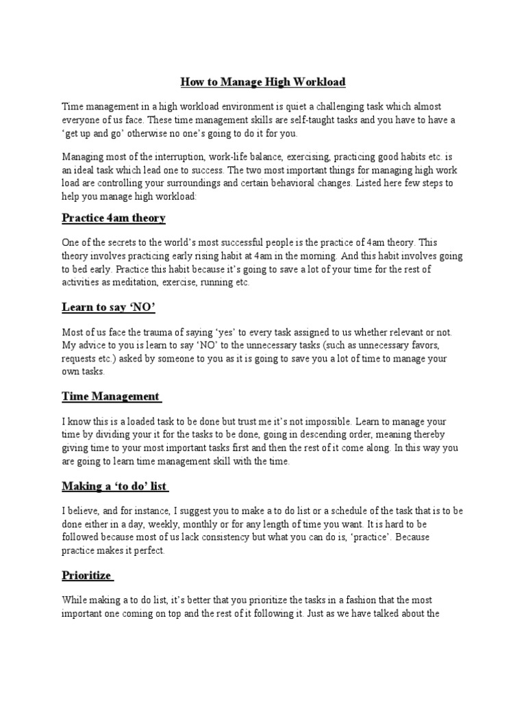 How To Manage High Workload | PDF | Workload | Cognition