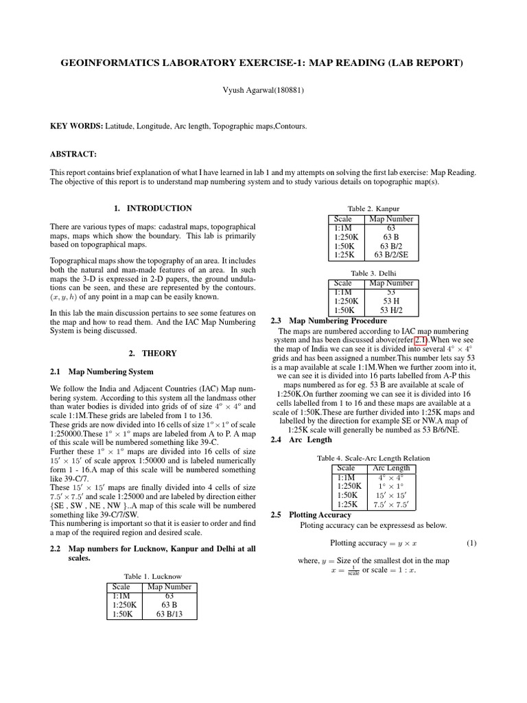 Geoinformatics Laboratory Exercise-1: Map Reading (Lab Report) | PDF | Topography | Map