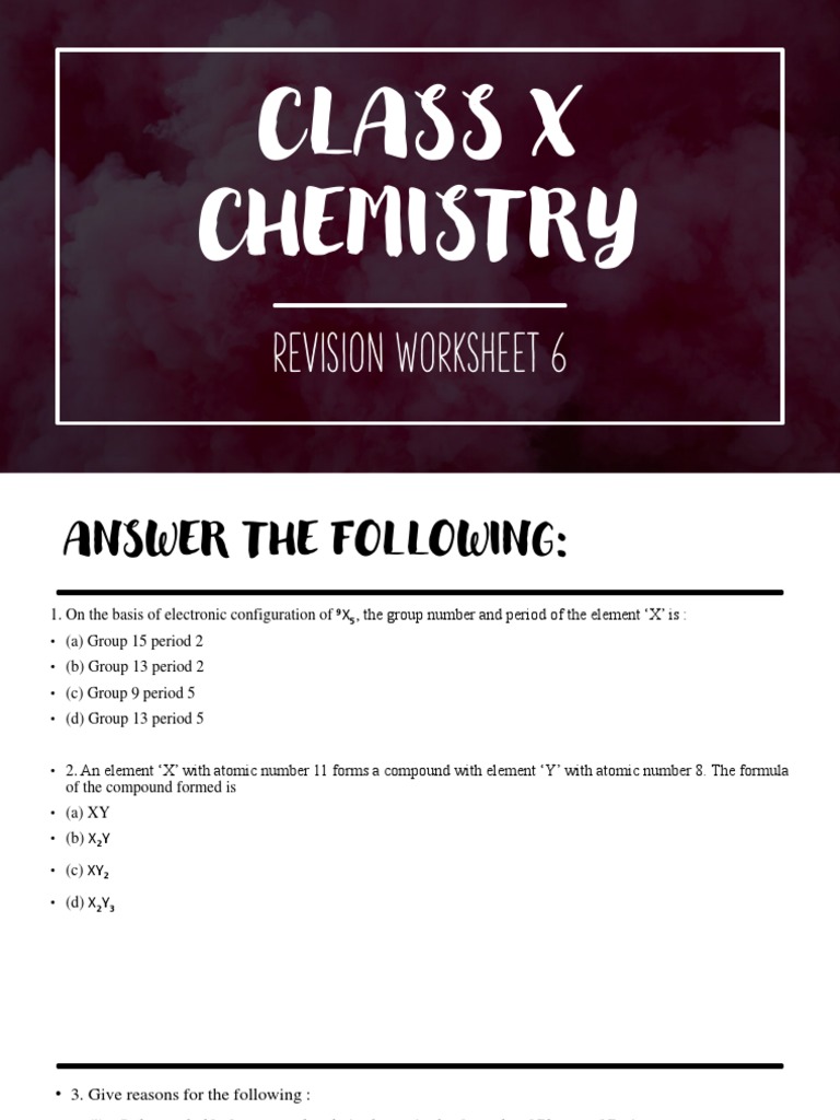 Revision Worksheet-6 CHEMISTRY | PDF | Chemical Elements | Chemical ...