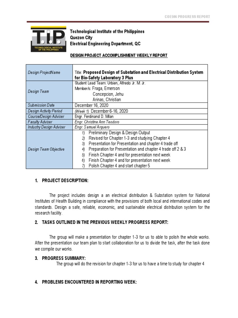 Progress Report Template Coe506 | PDF | Design | Engineering