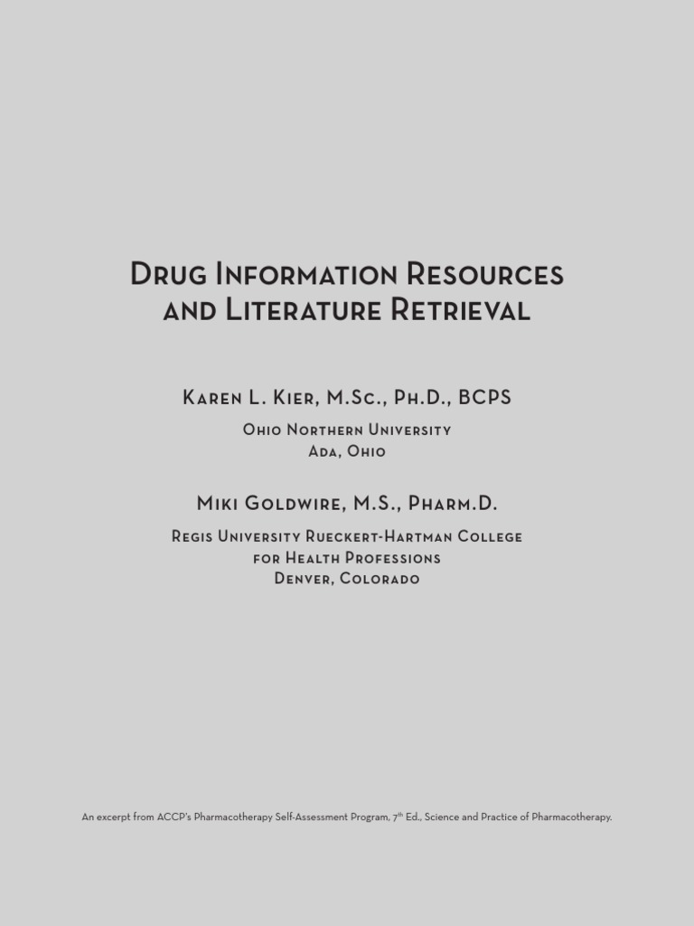 Drug Information Resources | PDF | Pub Med | Pharmacy