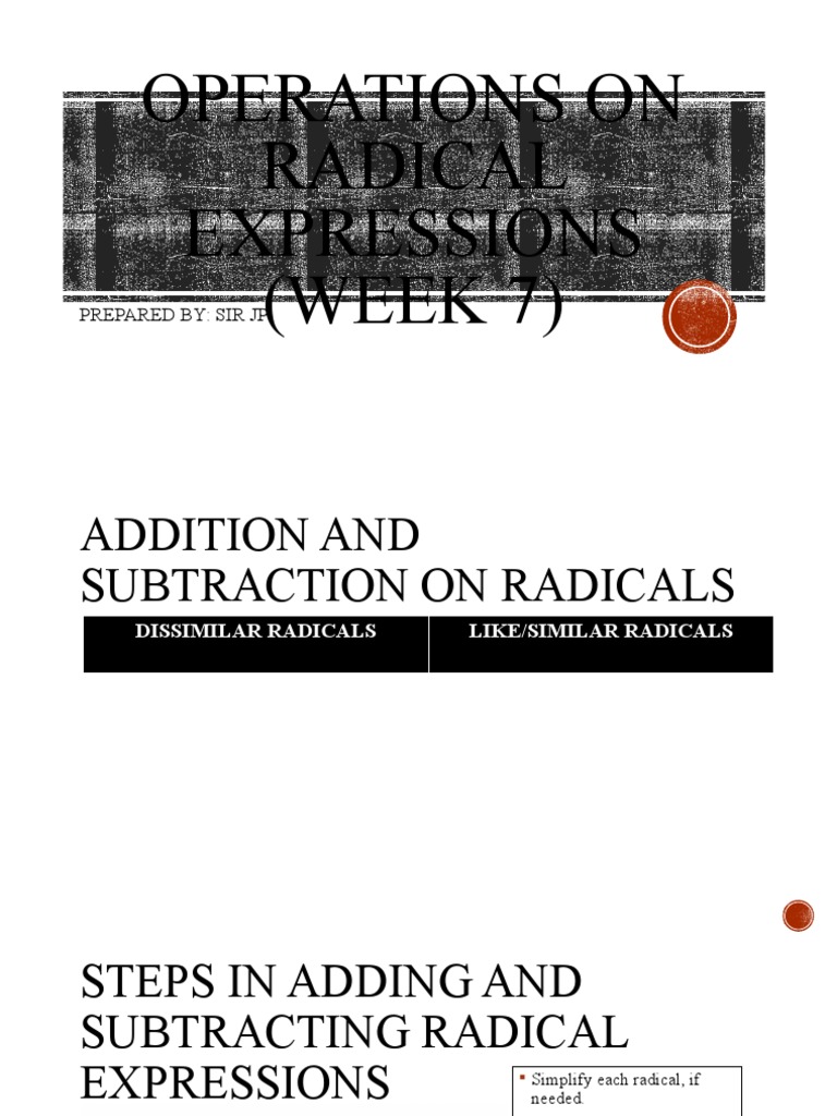 Operations On Radical Expressions (Week 7) | PDF | Computers