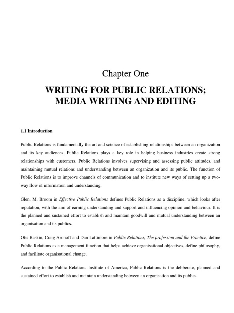 Writing For Public Relations Media Writing and Editing: Chapter One ...