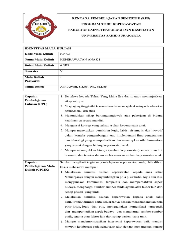 RPS Kep Anak I | PDF