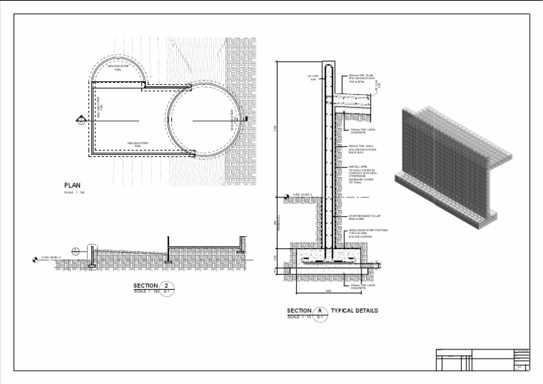 Swimming Pool Structural Drawing | PDF