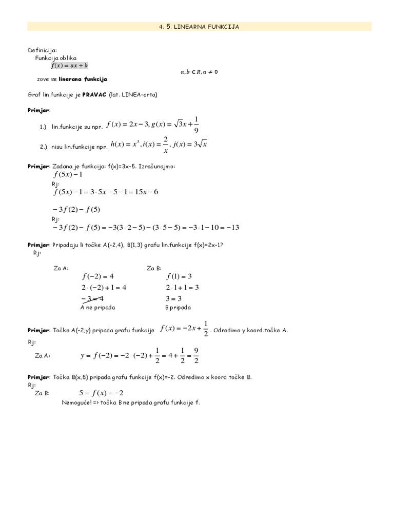 4.5.linearna Funkcija | PDF