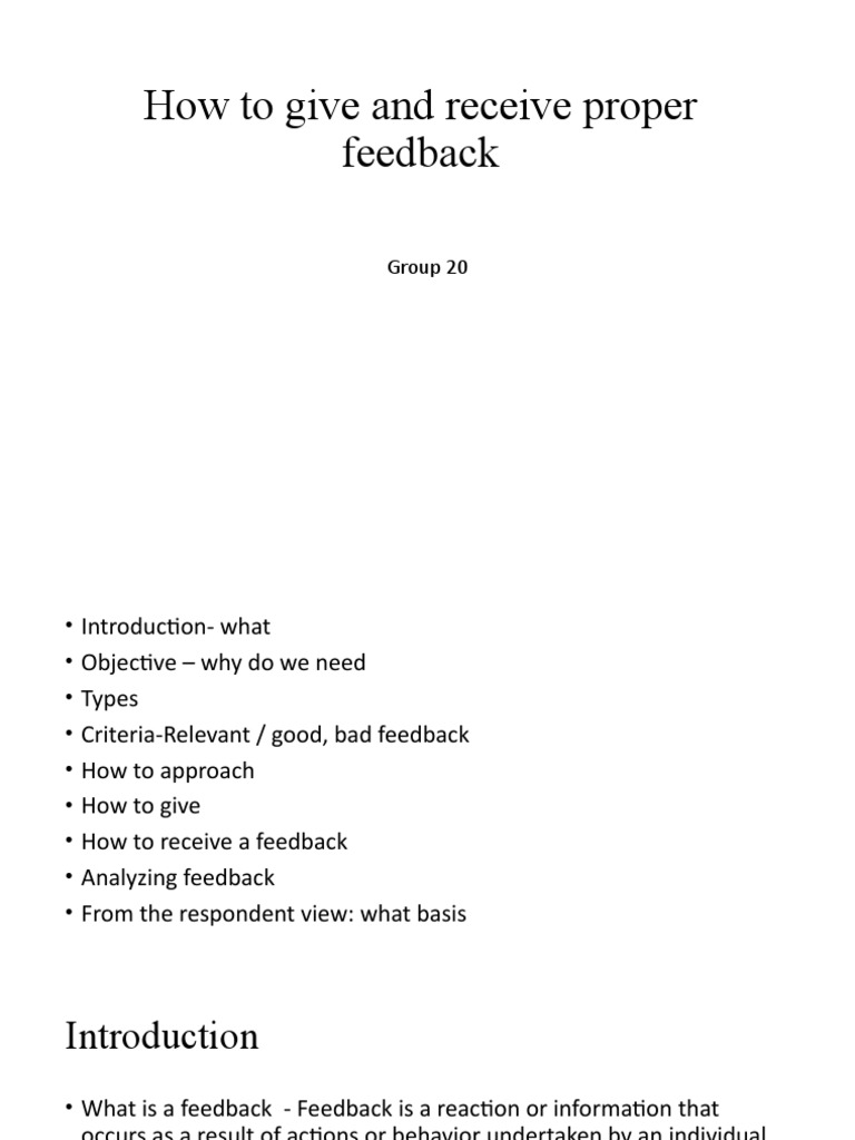 How To Give and Receive Proper Feedback | PDF