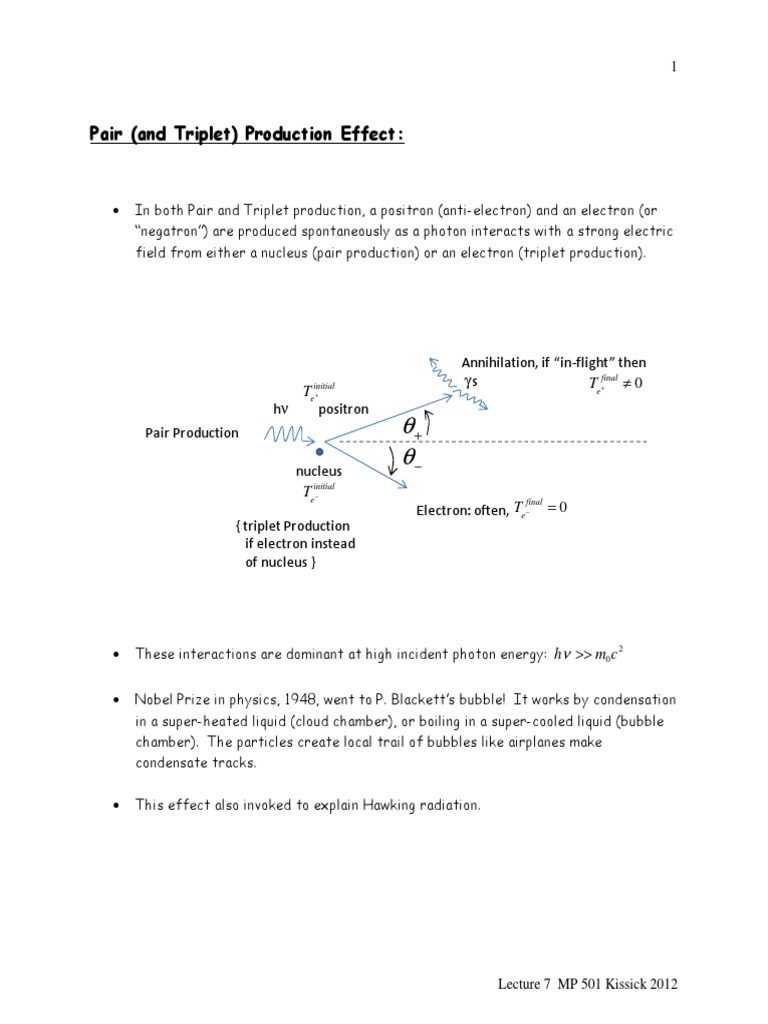 Pair and Triplet Production | PDF | Electron | Atomic