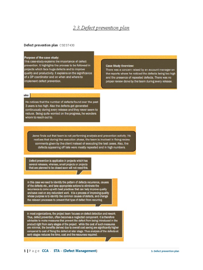 2.3.defect Prevention Plan | PDF | Science & Mathematics