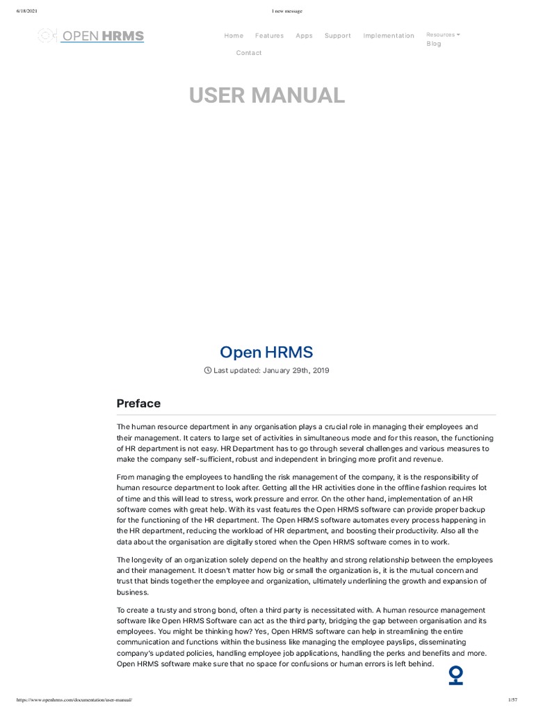 Open HRMS - User Manual | PDF | Human Resource Management | Screenshot