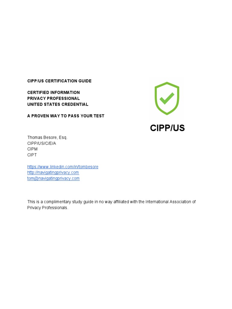 CIPP/US Certification Study Guide | PDF | Information Privacy | Privacy