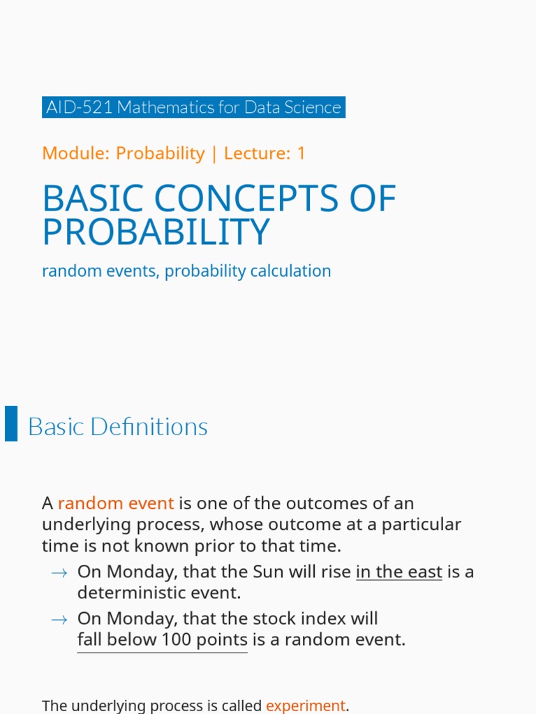Basic Concepts of Probability: AID-521 Mathematics For Data Science ...