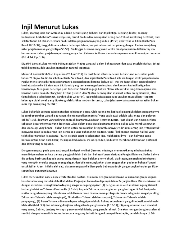 Injil Menurut Lukas | PDF