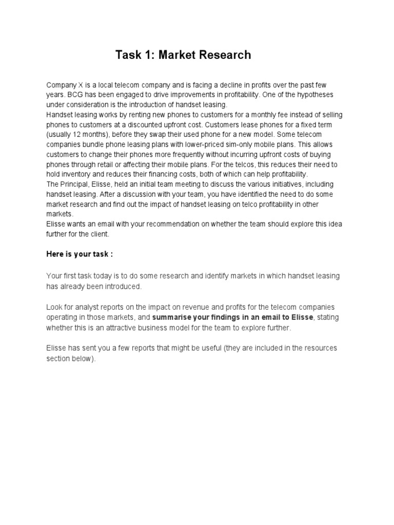 Task 1 - Market Research | PDF
