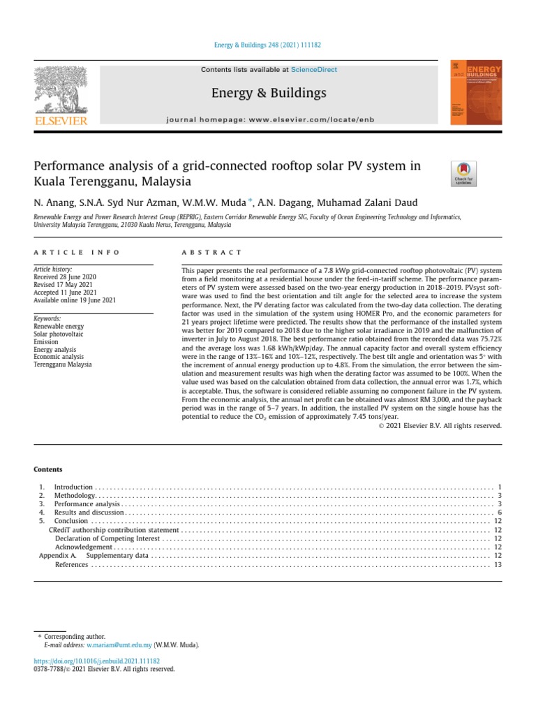 Performance Analysis of A Grid-Connected Rooftop Solar PV System ...