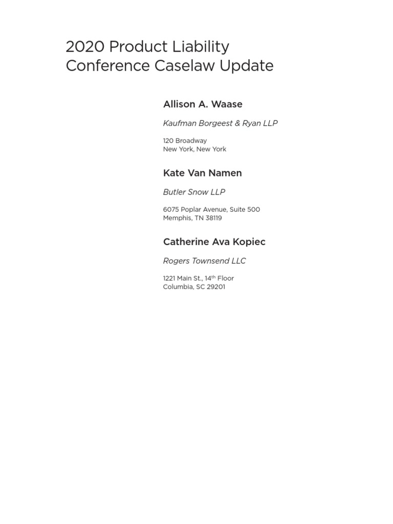 2020 Product Liability Case Law Update | PDF | Product Liability | Lawsuit