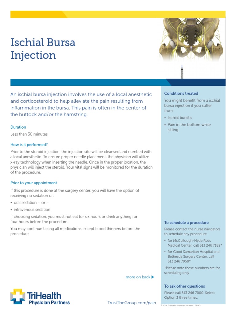 Ischial Bursa Injection | PDF | Injection (Medicine) | Pain