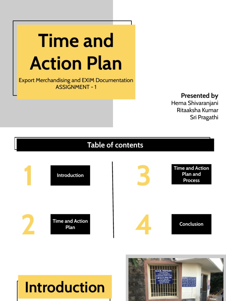 Time and Action Plan: Export Merchandising and EXIM Documentation ...