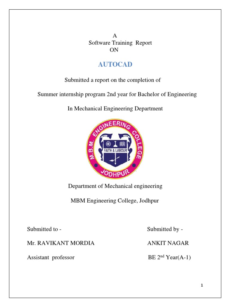AutoCAD Training Report | PDF | Auto Cad | Piston