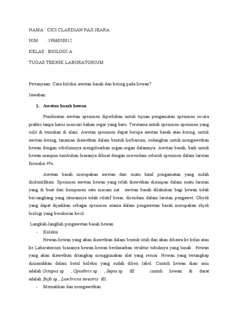 Awetan Basah Dan Kering PD Hewan | PDF