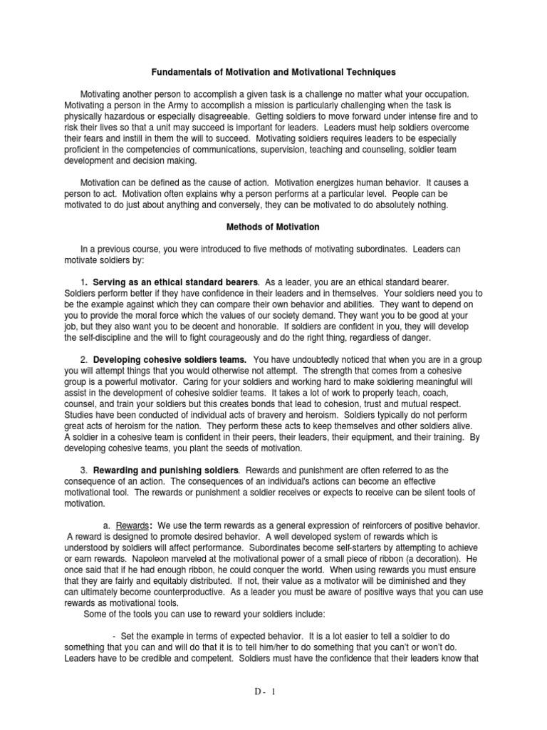 Army Motivation Techniques Guide | PDF | Motivation | Motivational