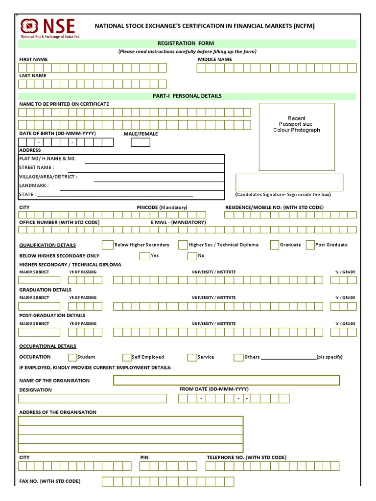 NCFM Certification Registration Form | PDF | Derivative (Finance ...