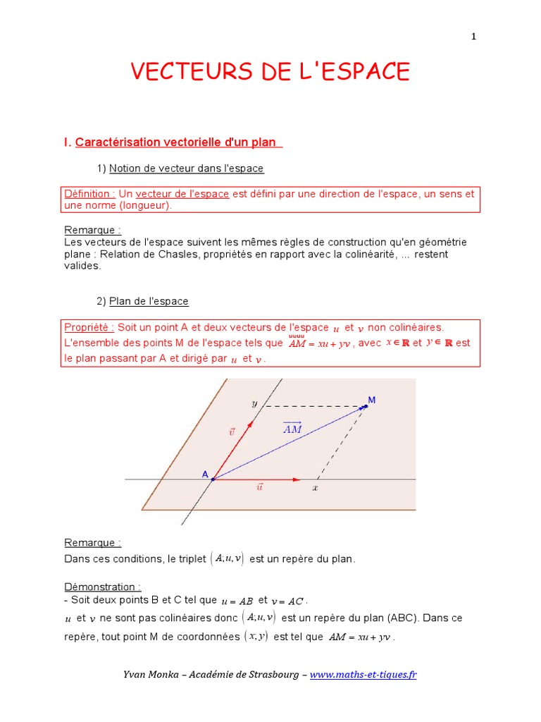 Vecteurs et Plans dans l'Espace | PDF | Plan (Géométrie) | Espace euclidien