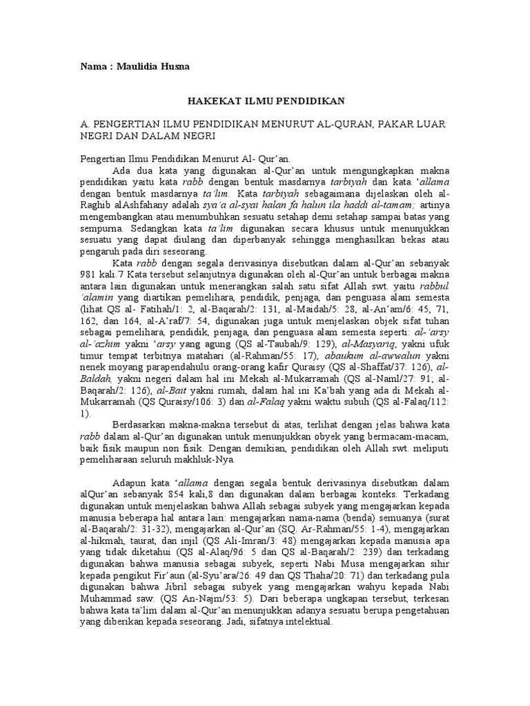 Hakekat Ilmu Pendidikan | PDF | Karier & Perkembangan | Agama & Spiritualitas