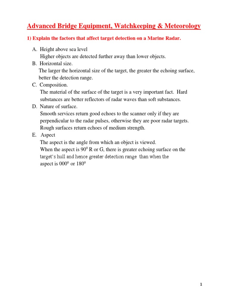 Nav IV MCQ | PDF | Radar | Water Transport