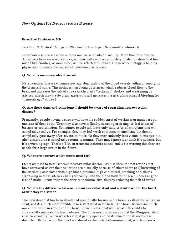 New Options For Neurovascular Disease Pdf Stroke Interventional