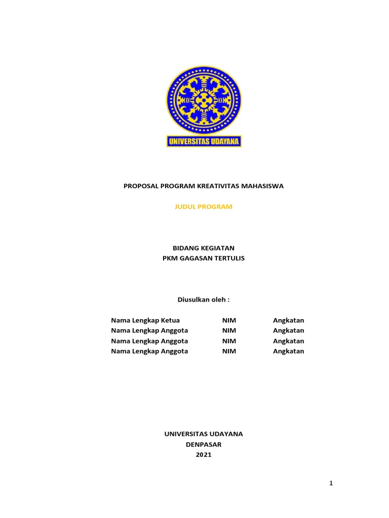 Contoh Format (Template) PKM-GT FEB Unud 2021 | PDF