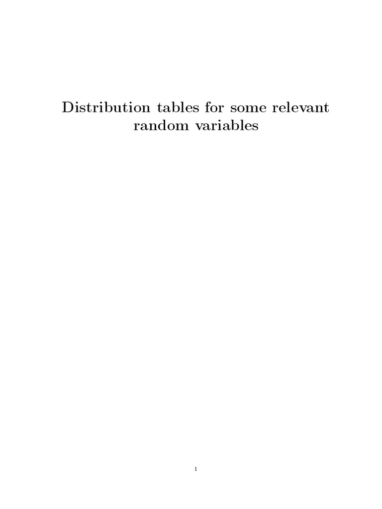 Distribution Tables | PDF | Teaching Mathematics | Poisson Distribution