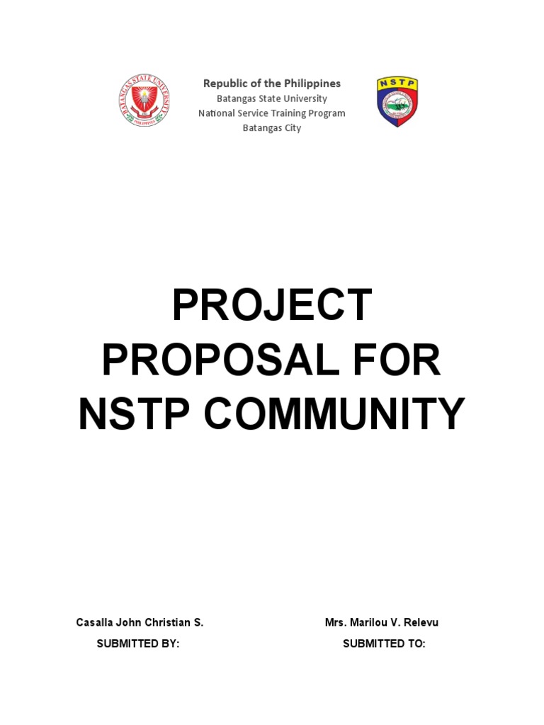 Project Proposal For NSTP Community: Republic of The Philippines ...