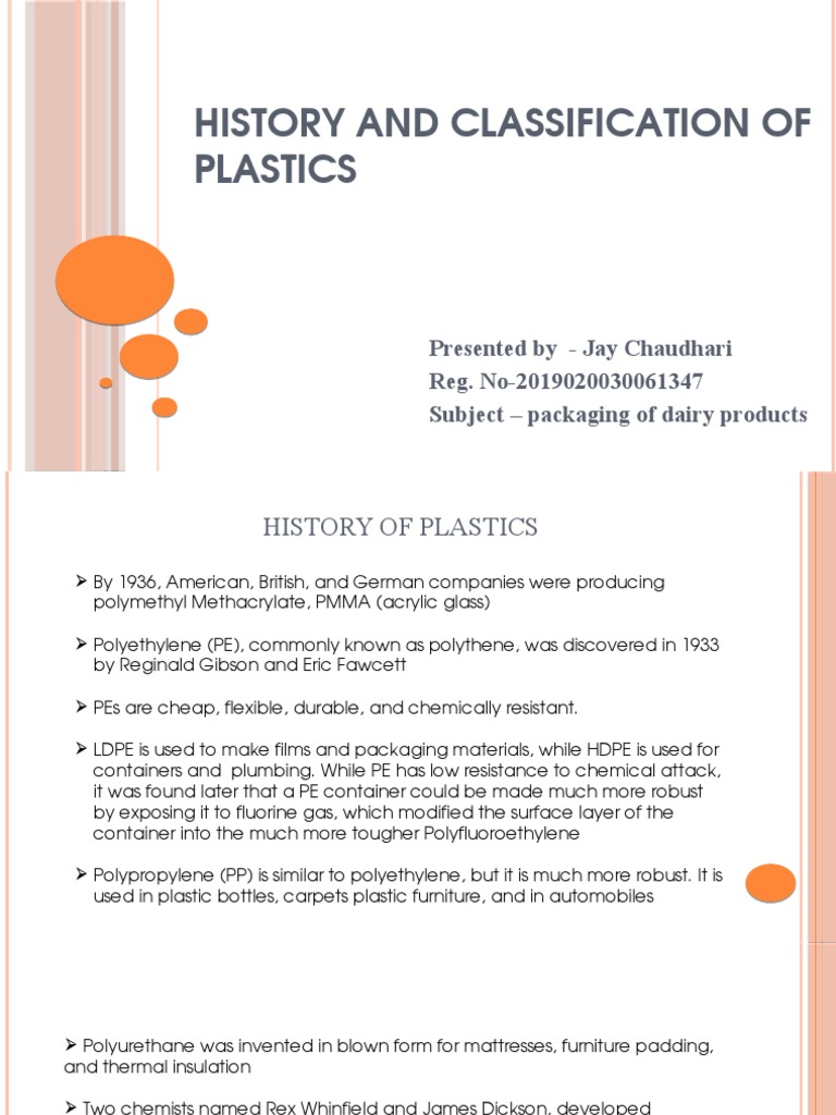 A Comprehensive Overview of Plastics History, Classification, and ...