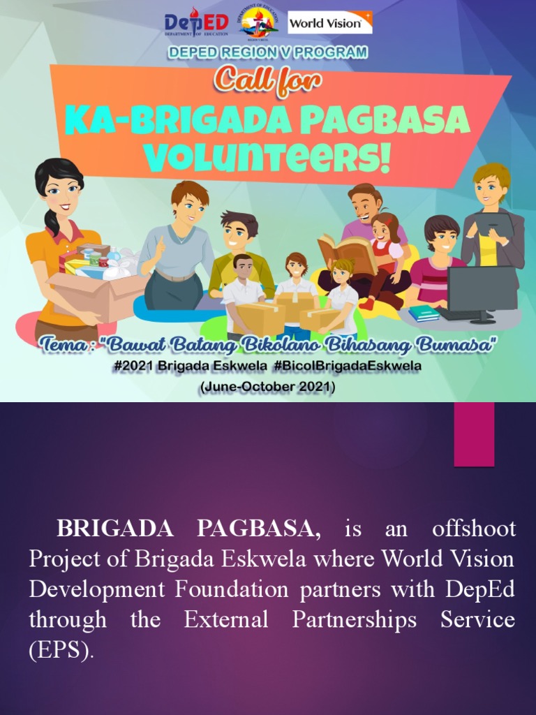 Brigada Pagbasa Presentation | PDF | Volunteering | Literacy