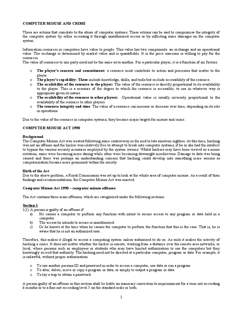 Computer Misuse & Crimes (Revised) | PDF | Security Hacker | Crime ...