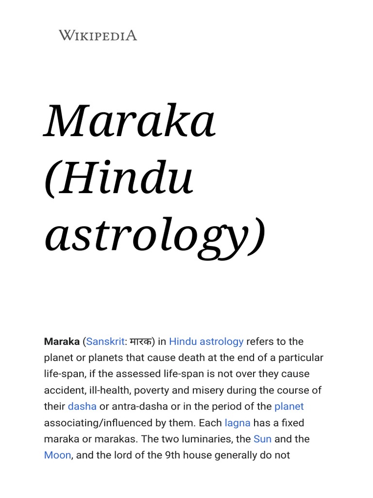 Maraka (Hindu Astrology) - Wikipedia-1 | PDF | Divination | Ancient ...