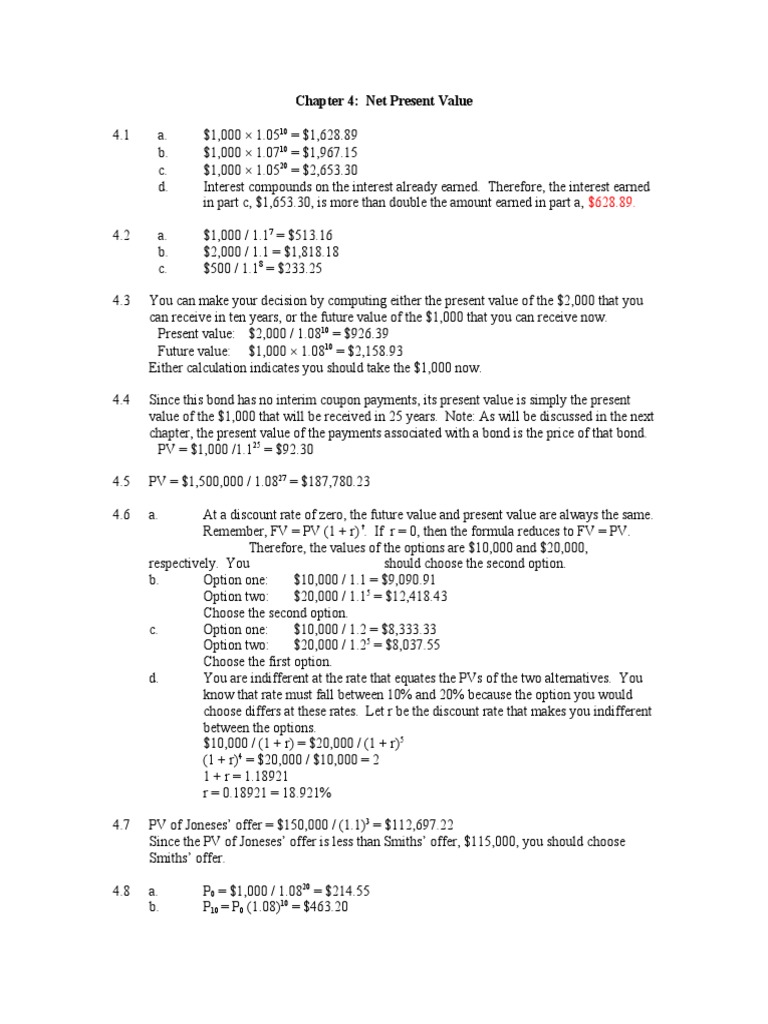 Chapter 4: Net Present Value | PDF | Present Value | Net Present Value