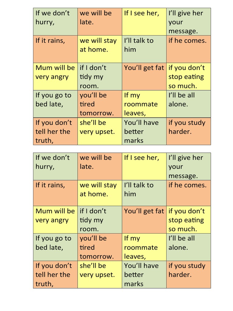 First Conditional Dominoes Fun Activities Games 18866 | PDF