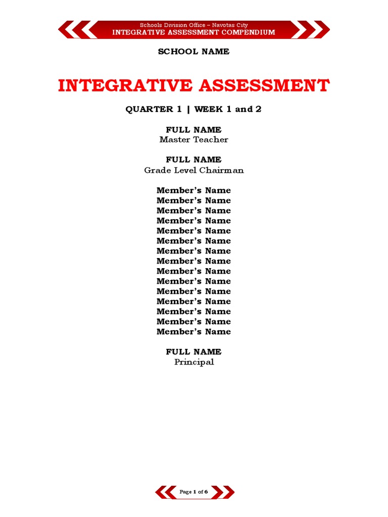 Integrative Assessment: Master Teacher Grade Level Chairman | PDF ...