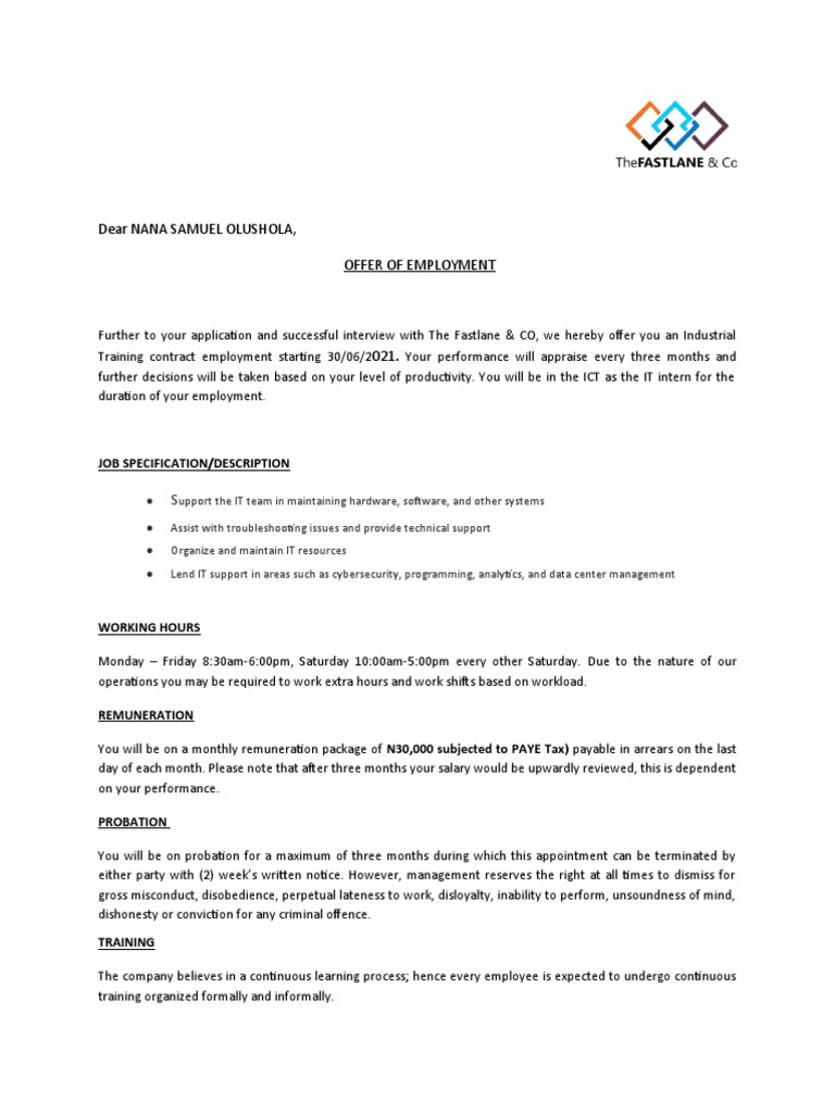 Employment Letter For Sam | PDF | Employment | Customer