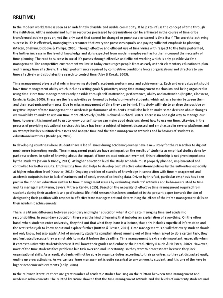 RRL (Time) | PDF | Motivation | Motivational